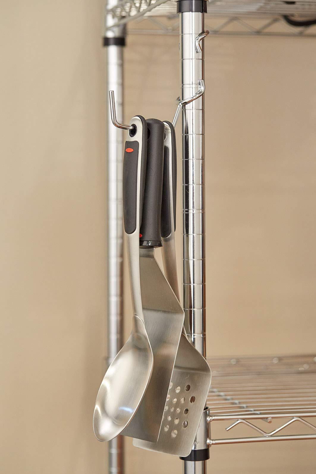 Pole Hooks 5-Pack | Utility Hanger Chrome | Best Solution for Garage Shelving Storage Organization | Use with Metal or Wire Shelves and Racks | Heavy Duty, Easy Installation