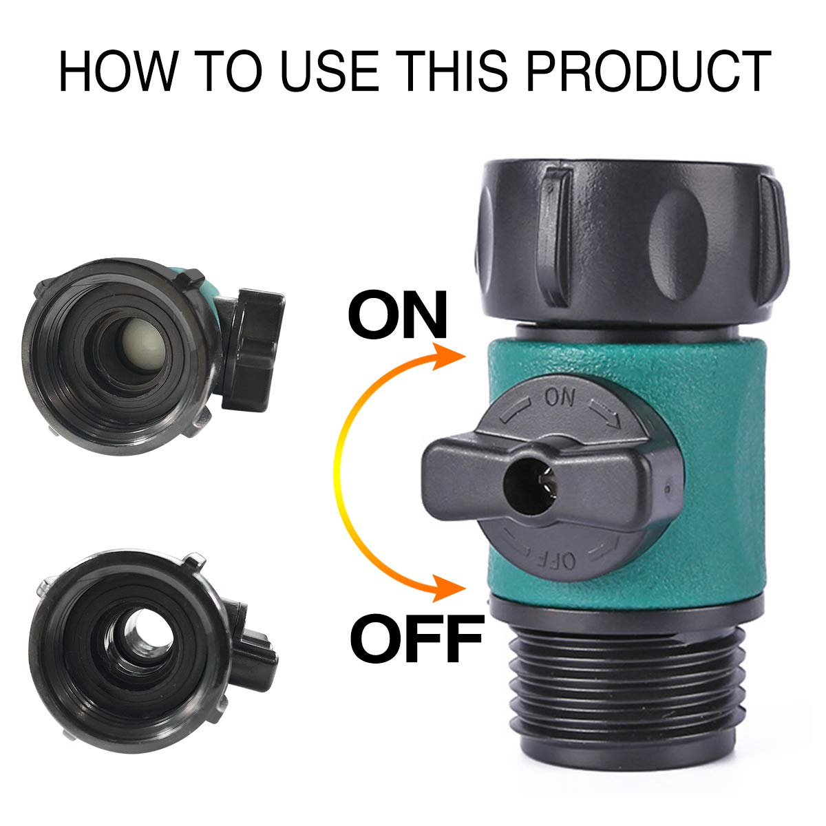 JUSONEY Shut Off Valve, Water Hose Turn Off Valve Garden Hose Connector Set with Rubber Gaskets (12PCS)+Leak-Free Ball Valve (6PCS) Standard 3/4" Thread