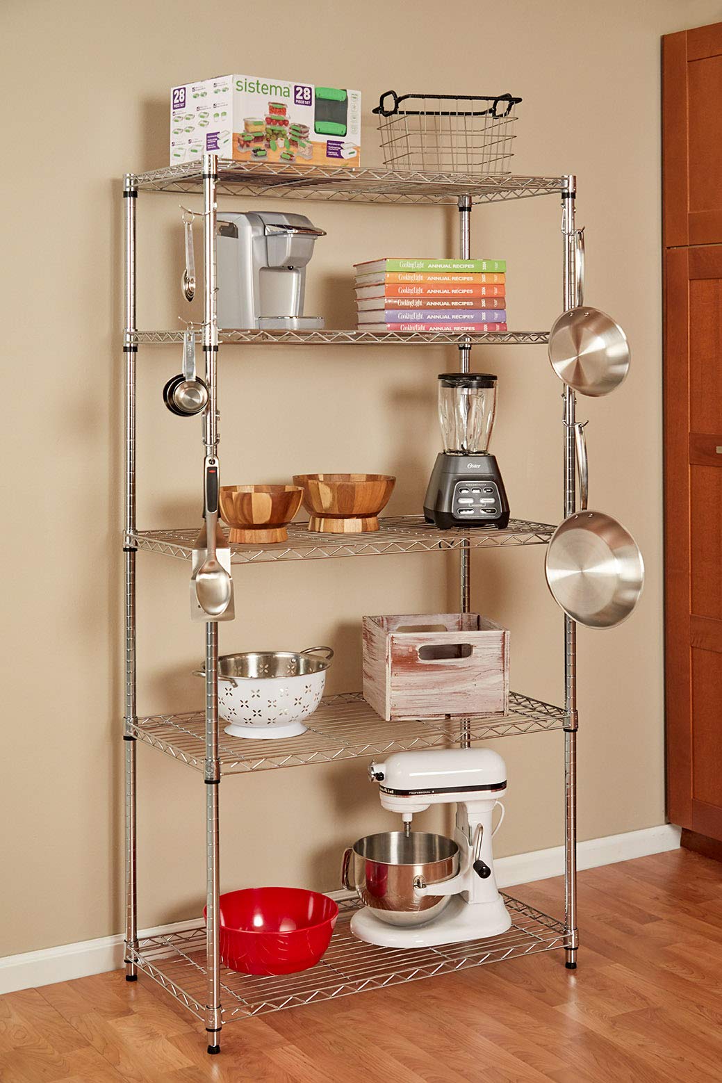 Pole Hooks 5-Pack | Utility Hanger Chrome | Best Solution for Garage Shelving Storage Organization | Use with Metal or Wire Shelves and Racks | Heavy Duty, Easy Installation