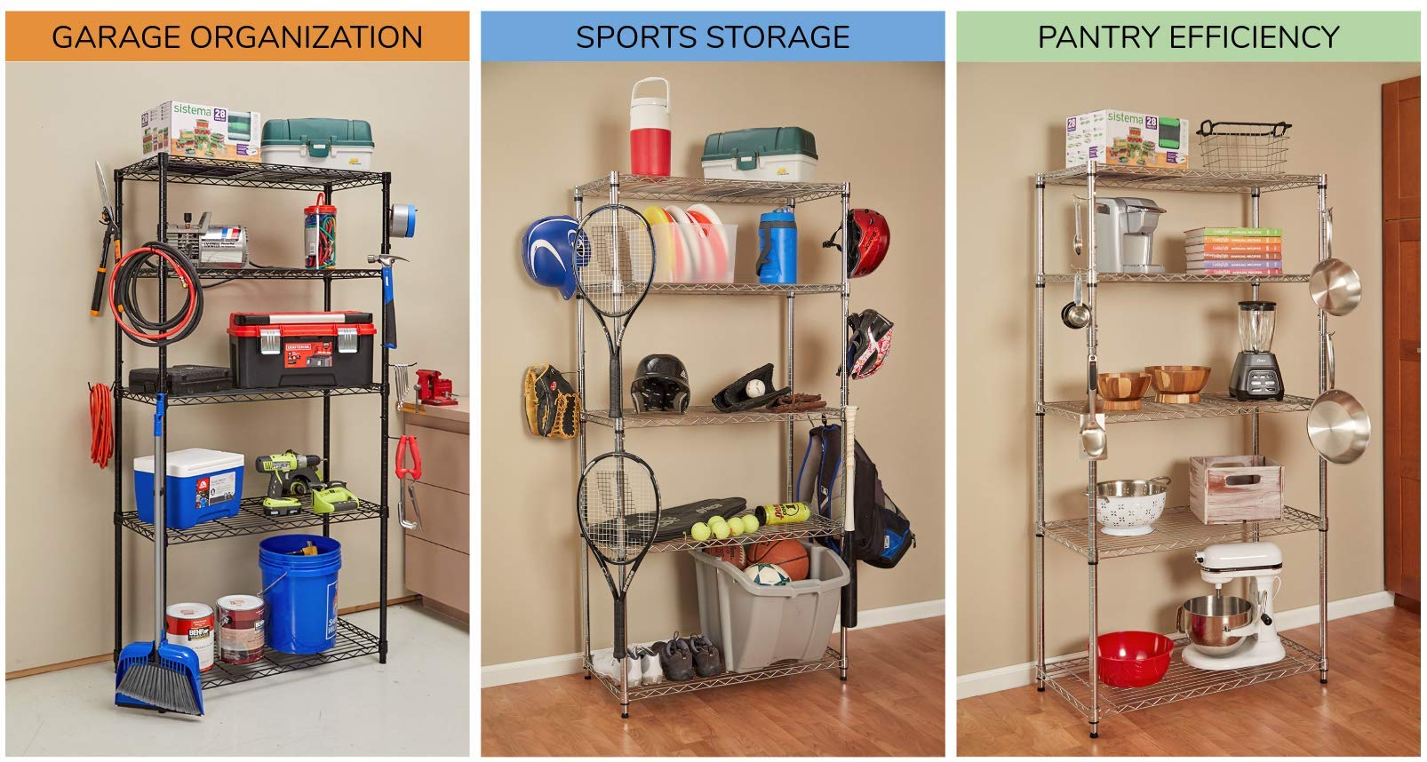 Pole Hooks 5-Pack | Utility Hanger Chrome | Best Solution for Garage Shelving Storage Organization | Use with Metal or Wire Shelves and Racks | Heavy Duty, Easy Installation
