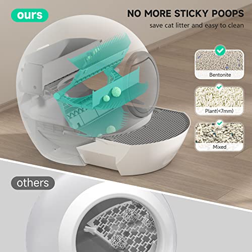 KungFuPet Self-Cleaning Cat Litter Box, Automatic Cat Litter Box APP Control Smart Large Litter Box for Multiple Cats Safety Protection Odor Removal [Upgrade Version]