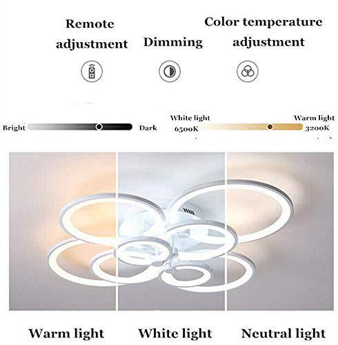 LED Dimmable Ceiling Light Modern Ring Circle Flush Mount Ceiling Lamp Acrylic Lampshade Chandelier Bedroom Kitchen Living Room Interior Decorative Lighting Fixture,8 rings/41.73×30.7×7.5in/120w
