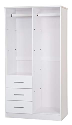 Palace Imports Metro 100% Solid Wood Wardrobe with Mirror, White