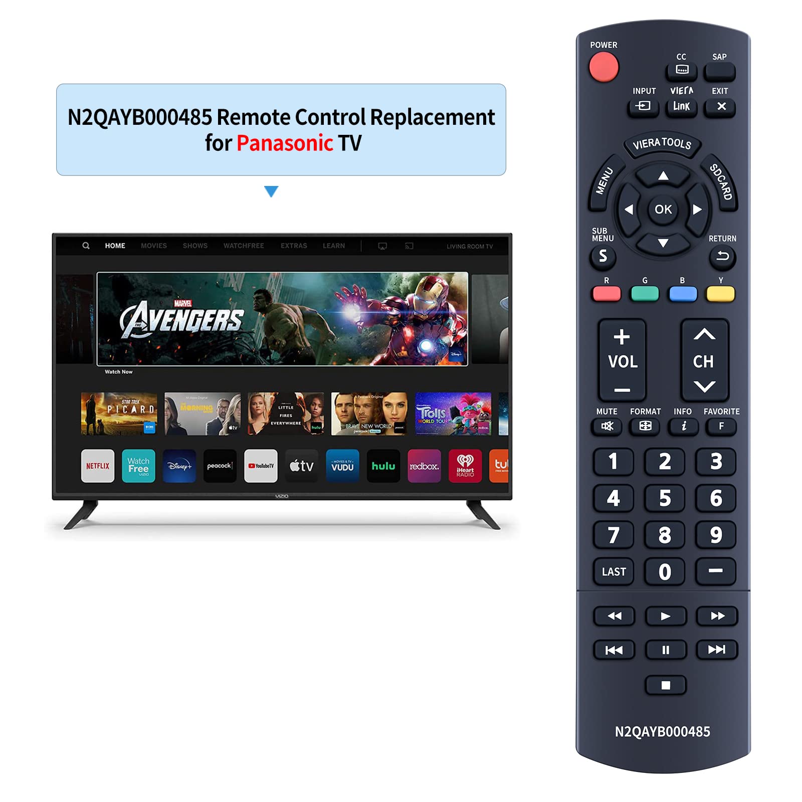 PZL N2QAYB000485 Replacement for Panasonic TV Remote Control TH-42LRU20 TC-42PX34 TC-P50X2 TC-P54S2 TH-32LRH30U TH-32LRU30 TC-P65S2 TH-32LRU20 TH-42LRU50 TH-37LRU50 TC-P50U2 TC-P58S2 TH-37LRU20