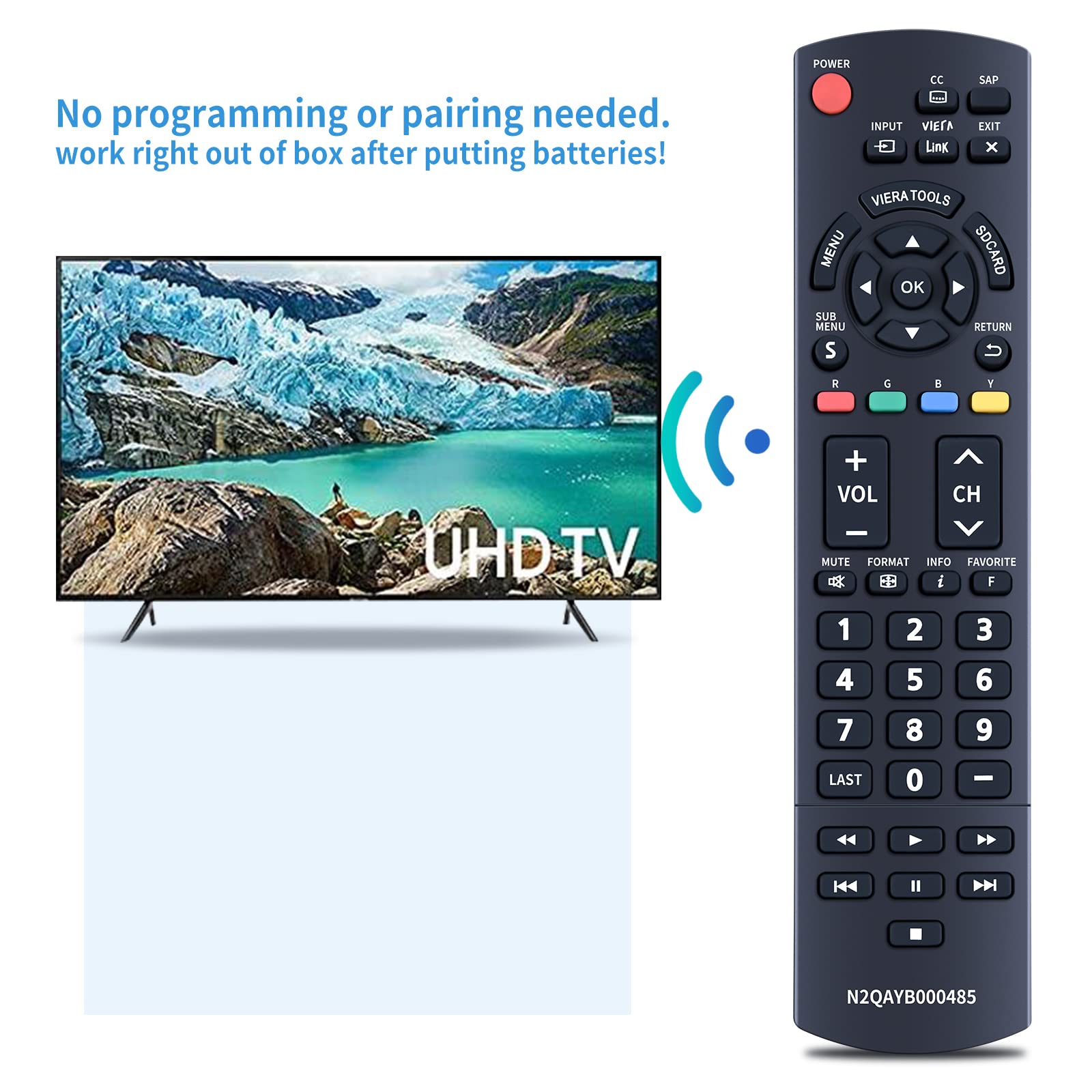 PZL N2QAYB000485 Replacement for Panasonic TV Remote Control TH-42LRU20 TC-42PX34 TC-P50X2 TC-P54S2 TH-32LRH30U TH-32LRU30 TC-P65S2 TH-32LRU20 TH-42LRU50 TH-37LRU50 TC-P50U2 TC-P58S2 TH-37LRU20