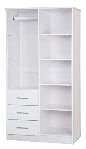 Palace Imports Metro 100% Solid Wood Wardrobe with Mirror, White