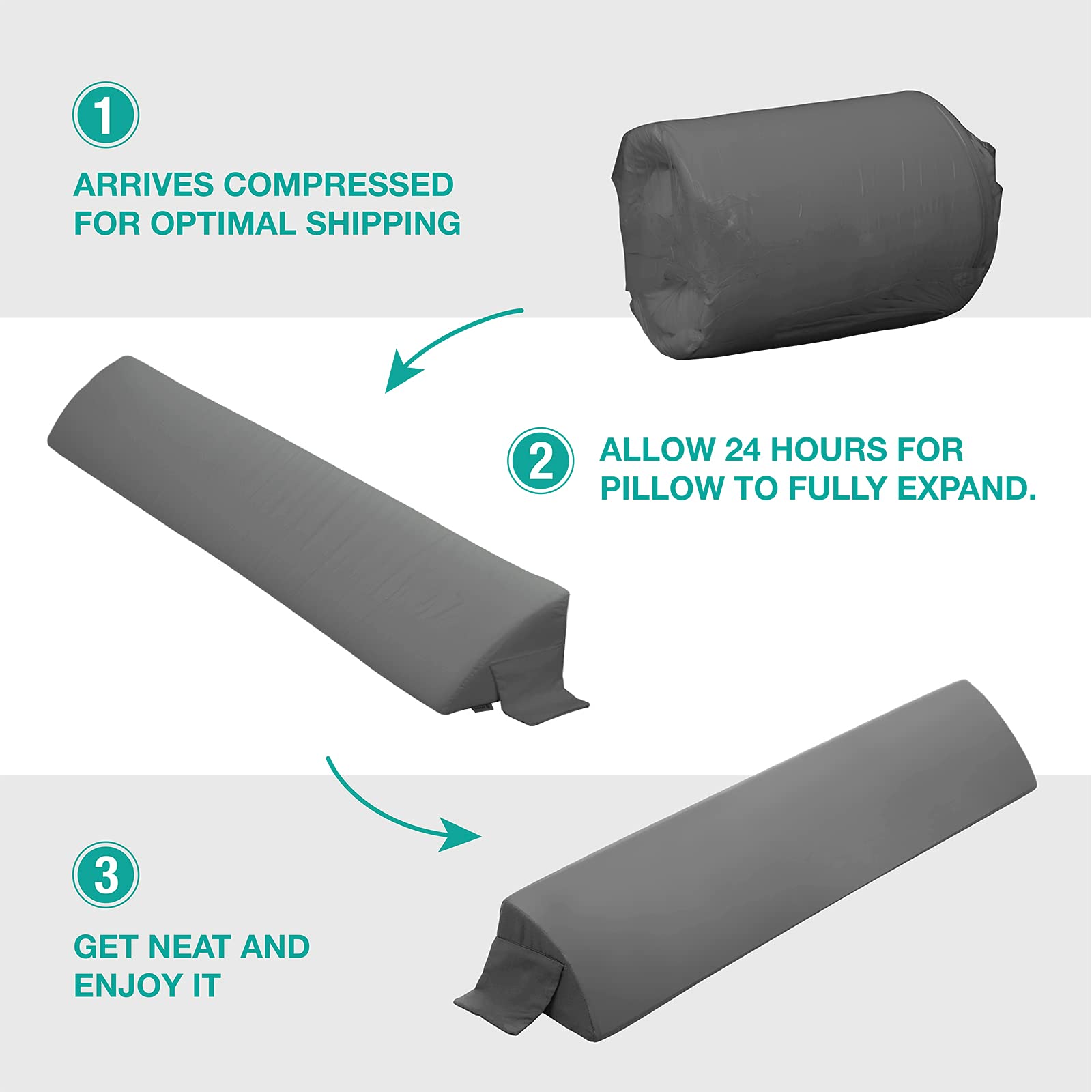 Vekkia King(76"x10"x6") Bed Wedge Pillow/Bed Wedge Mattress Filler/Bed Headboard Pillow Wedge,Close Gap (0-6") Between Your Headboard and Mattress or Bed Without Headboard(Gray)