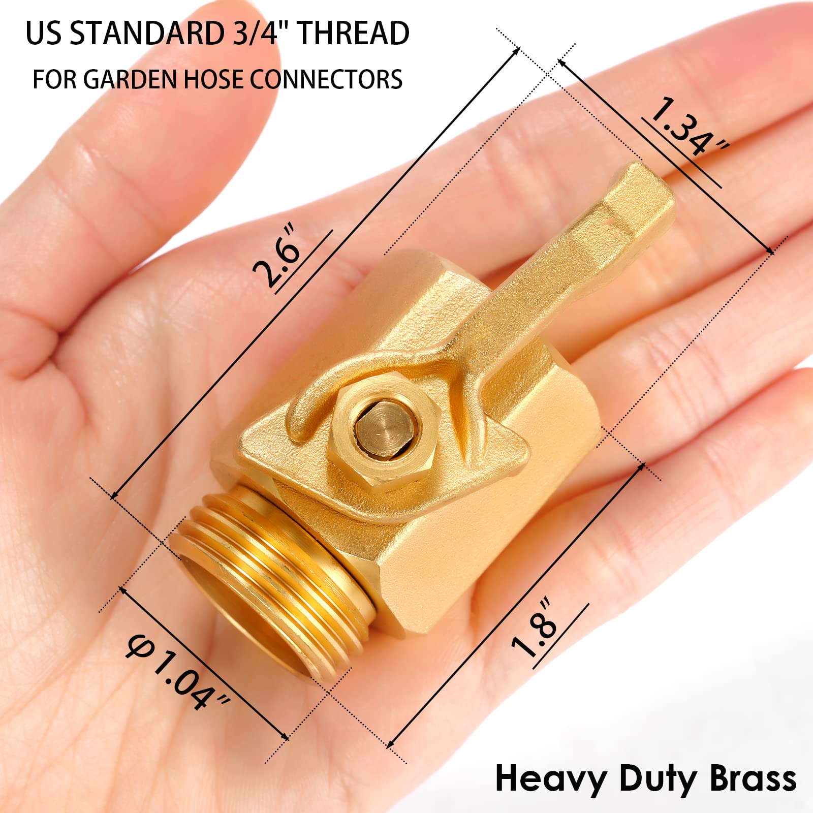 Sanpaint Super Heavy Duty 3/4" Brass Shut Off Valve Garden Hose Shut Off Valve Garden Hose Connector