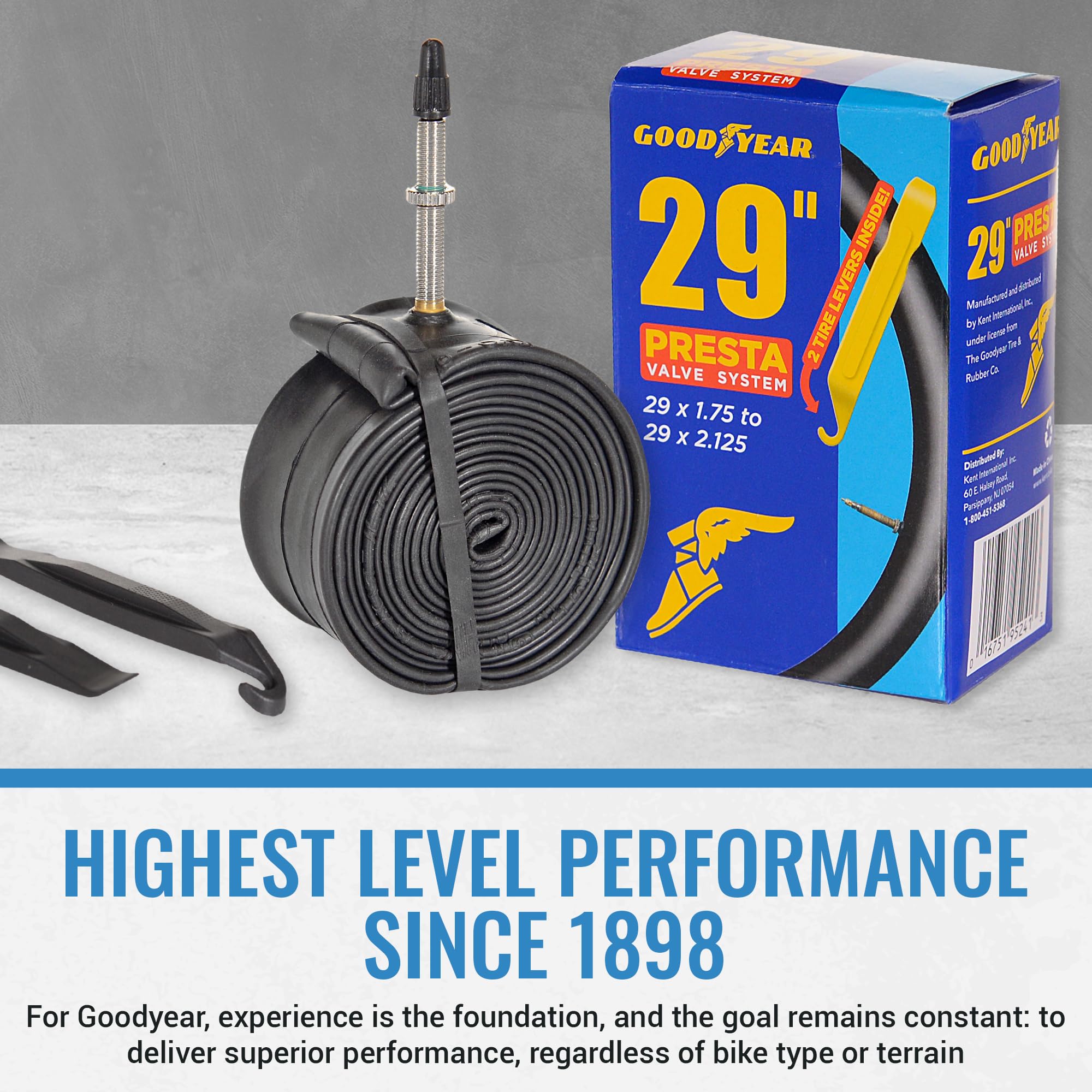 Goodyear 48mm Presta Valve Tube - 29 Inch Butyl Rubber - Durable Mountain Bicycle Tire Tube for Cycling - 29 x 2.1/2.4