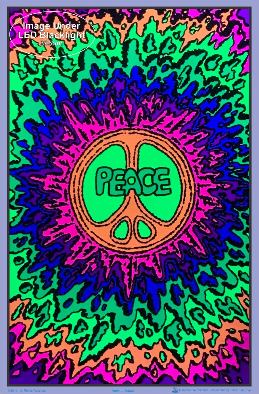 Psychedelic Peace - Flocked - Blacklight Poster - 23" x 35"