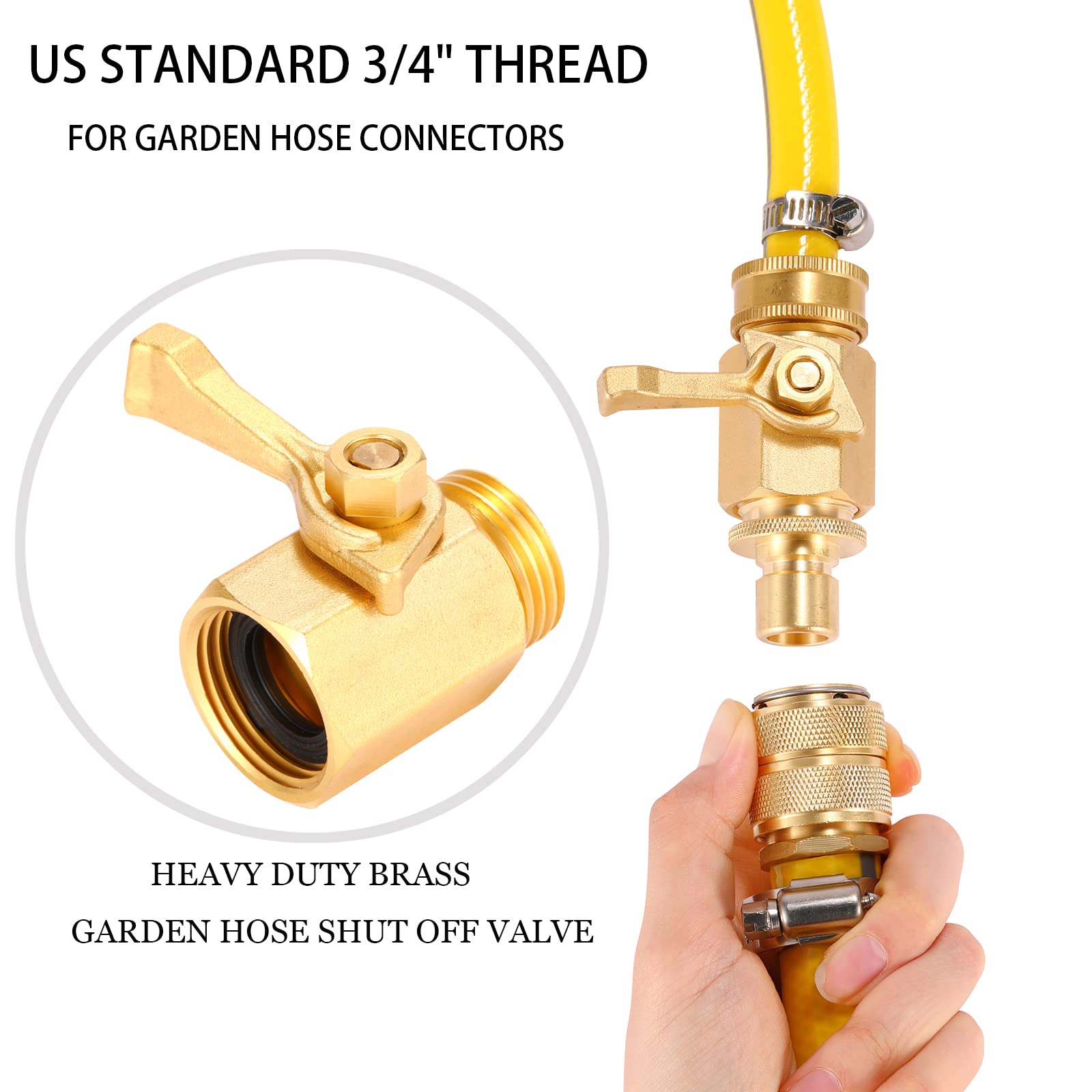 Sanpaint Super Heavy Duty 3/4" Brass Shut Off Valve Garden Hose Shut Off Valve Garden Hose Connector