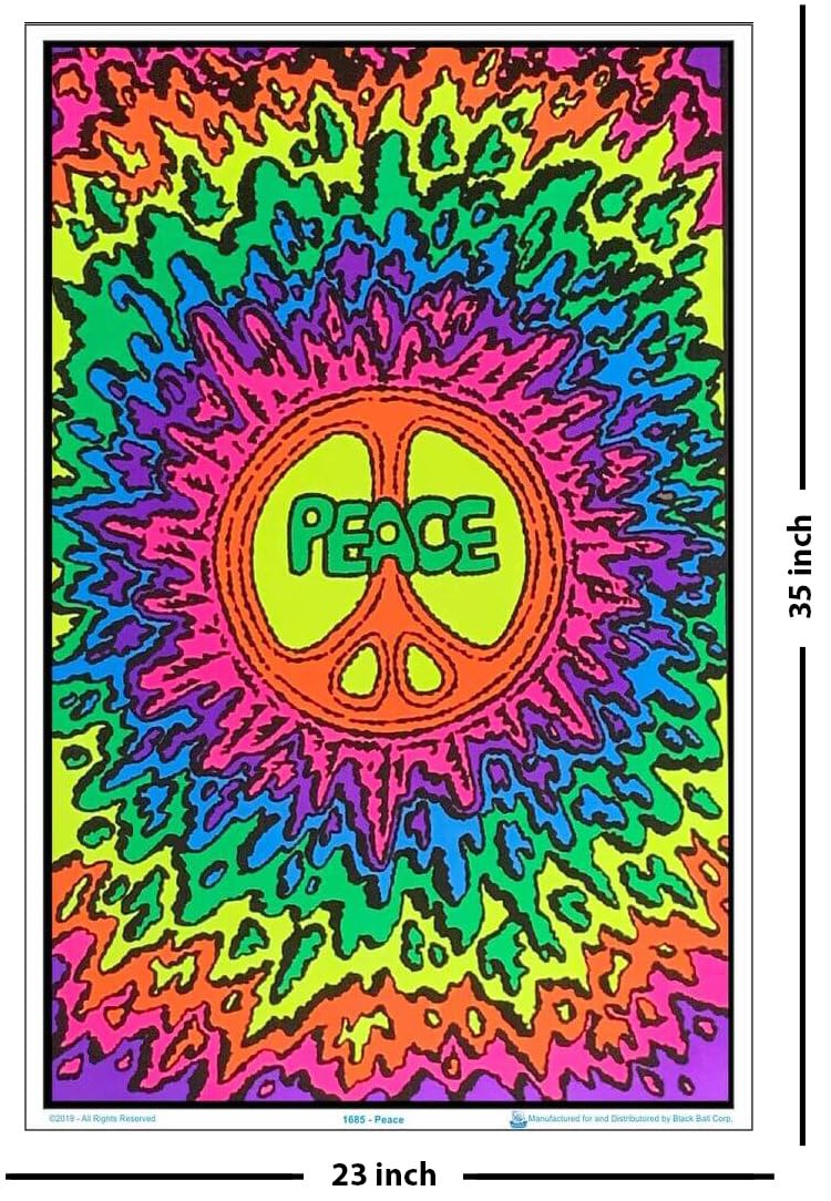 Psychedelic Peace - Flocked - Blacklight Poster - 23" x 35"
