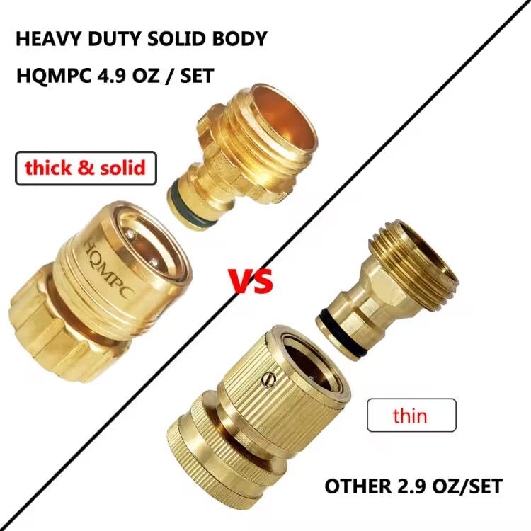 HQMPC No Pb Garden Hose Quick Connect Brass Hose Quick Connect Quick Release Hose ConnectorWater Hose Connectors 3/4" GHT (6 SETS)