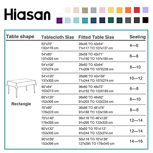 Hiasan Black Tablecloth for Rectangle Tables - Wrinkle Resistant and Waterproof Washable Polyester Fabric Table Cloth for Dining Camping Gathering and Outdoor use, 54 x 108 Inch