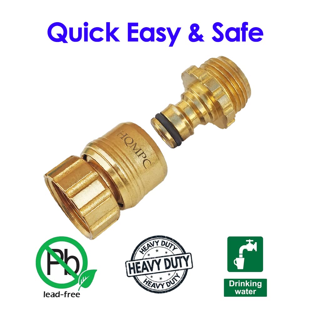 HQMPC No Pb Garden Hose Quick Connect Brass Hose Quick Connect Quick Release Hose ConnectorWater Hose Connectors 3/4" GHT (6 SETS)