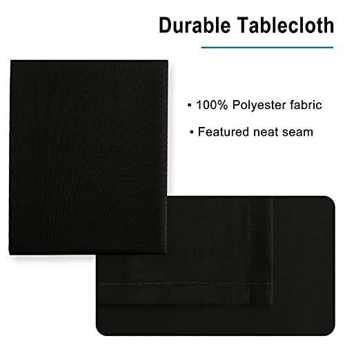 Hiasan Black Tablecloth for Rectangle Tables - Wrinkle Resistant and Waterproof Washable Polyester Fabric Table Cloth for Dining Camping Gathering and Outdoor use, 54 x 108 Inch
