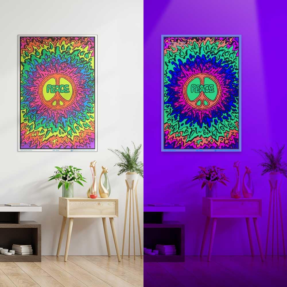 Psychedelic Peace - Flocked - Blacklight Poster - 23" x 35"