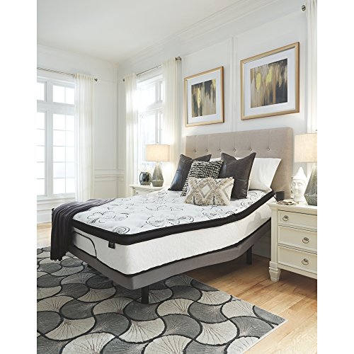 Signature Design by Ashley Chime 12 Inch Plush Hybrid Mattress, CertiPUR-US Certified Foam, Queen White