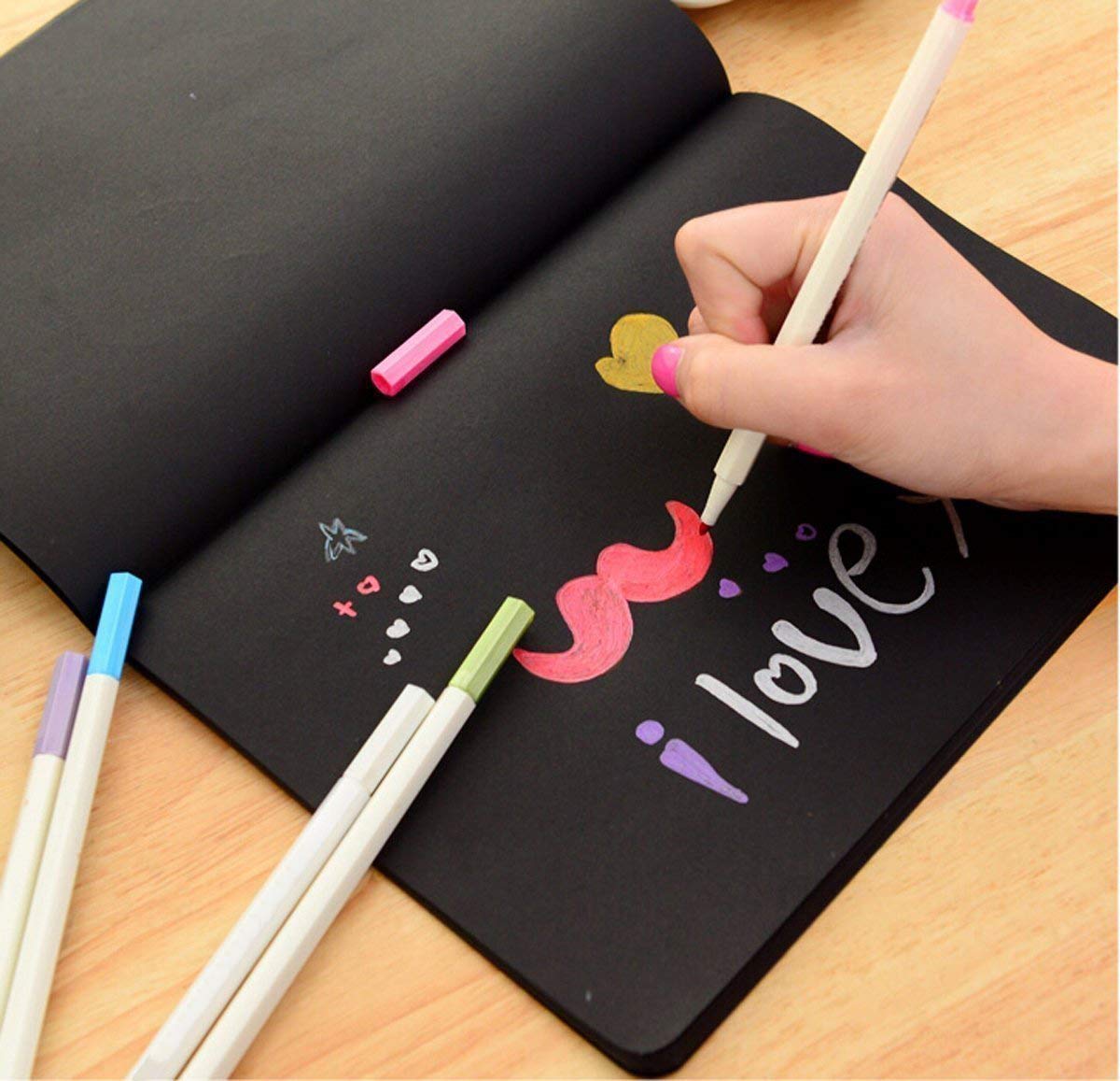 PuTwo Set of 10 Marker pens Coloured Pencils DIY for Photo Scrapbook Album use, Multicolor, 10 Count