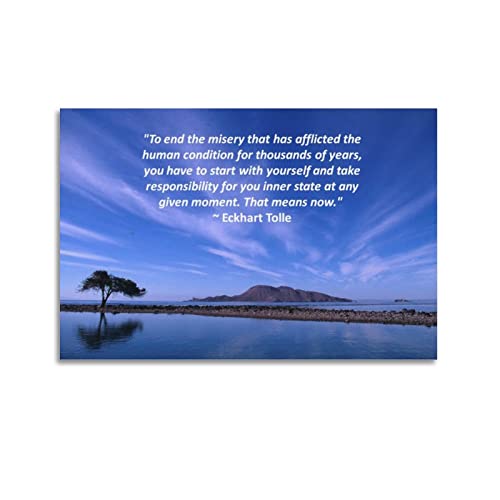 Eckhart Tolle Quote Poster Black And White Inspirational Canvas Poster 4 Poster for Room Aesthetic Posters & Prints on Canvas Wall Art Poster for Room 08x12inch(20x30cm)