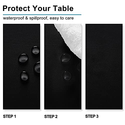Hiasan Black Tablecloth for Rectangle Tables - Wrinkle Resistant and Waterproof Washable Polyester Fabric Table Cloth for Dining Camping Gathering and Outdoor use, 54 x 108 Inch