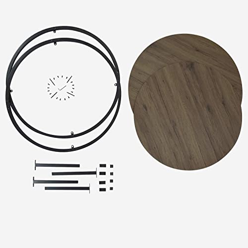 NSdirect 36 inch Round Coffee Table,Coffee Table for Living Room,2-Tier Rustic Wood Desktop & Sturdy Metal Legs Table Modern Design Home Furniture with Storage Shelf (Light Walnut)