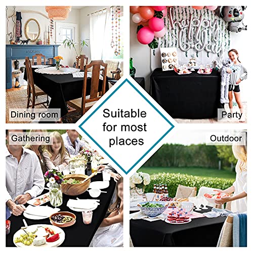 Hiasan Black Tablecloth for Rectangle Tables - Wrinkle Resistant and Waterproof Washable Polyester Fabric Table Cloth for Dining Camping Gathering and Outdoor use, 54 x 108 Inch