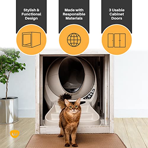 Whisker Litter-Robot Credenza with Litter Box Enclosure, 43.2β W x 28.1β D x 33.1β H - White Plank, Stylish + Durable Hidden Litter Box Furniture, Litter-Robot Not Included