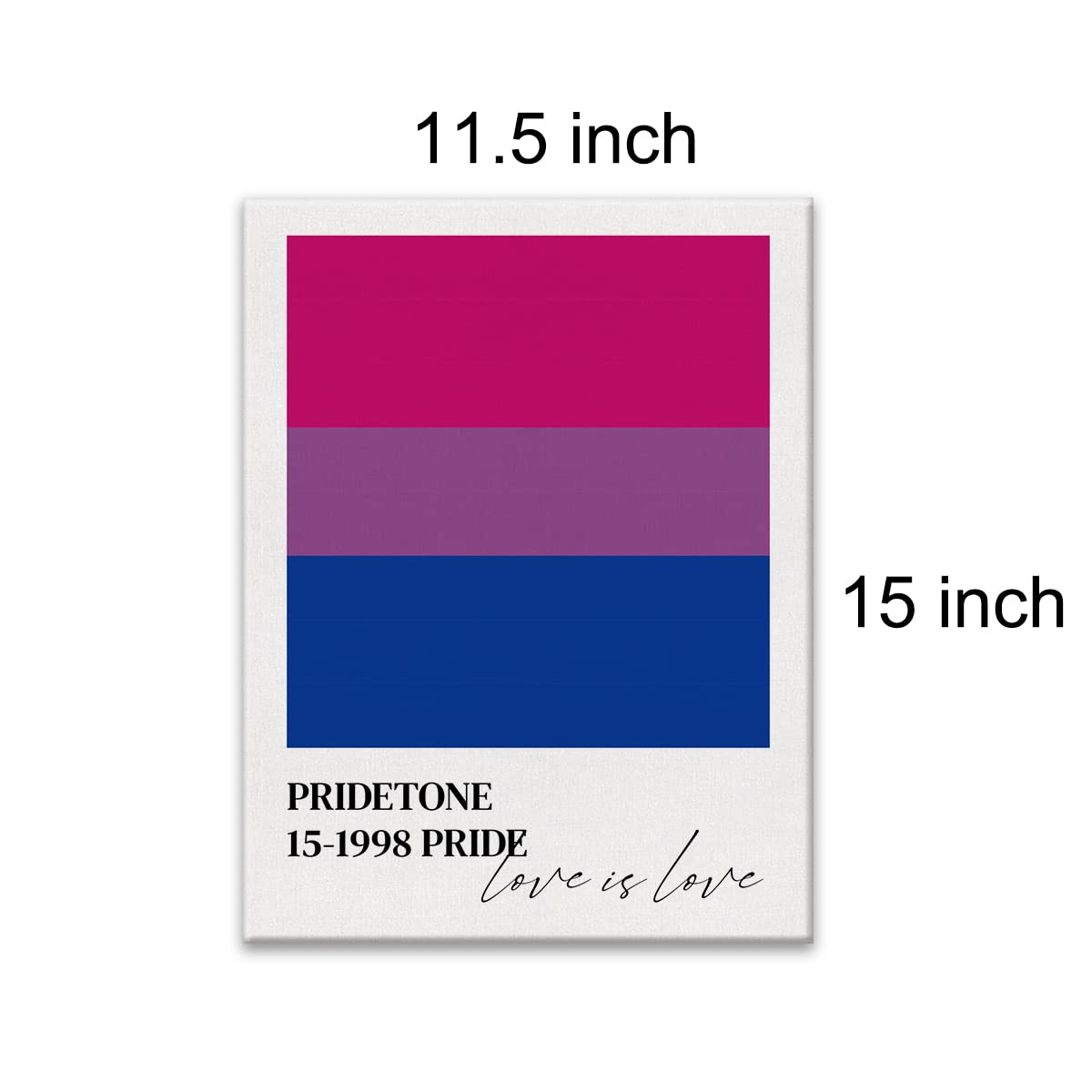 Bisexual Pride Canvas Wall Art Poster Print Gift, Colorful Pride Love is Love Painting Picture Ready to Hang Home Bedroom Decor (11.5" x 15")