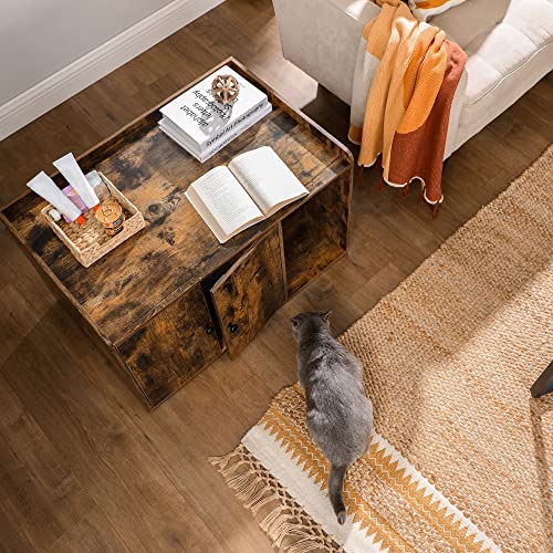 FEANDREA Litter Box Enclosure, Cat Litter Box Furniture Hidden, with Front Entry, Modern Cat House for Indoor Cat, Kitty, Side End Table, 32.4 x 20.9 x 19.7 Inches, Rustic Brown UPCL001X01