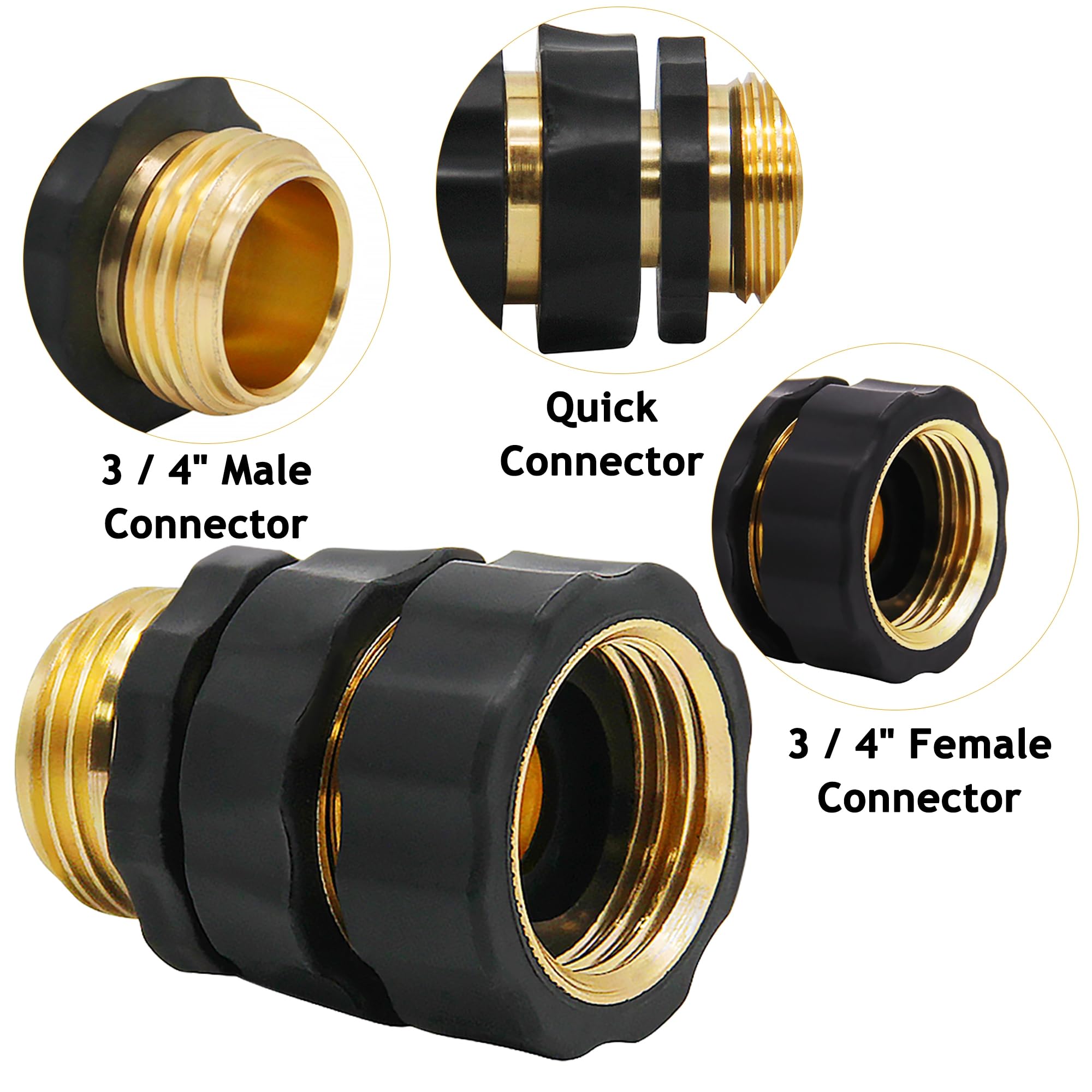 Lifynste 3/4 Inch Garden Hose Quick Connector Fittings, Easy Connector Fitting, Male and Female Set, (6)