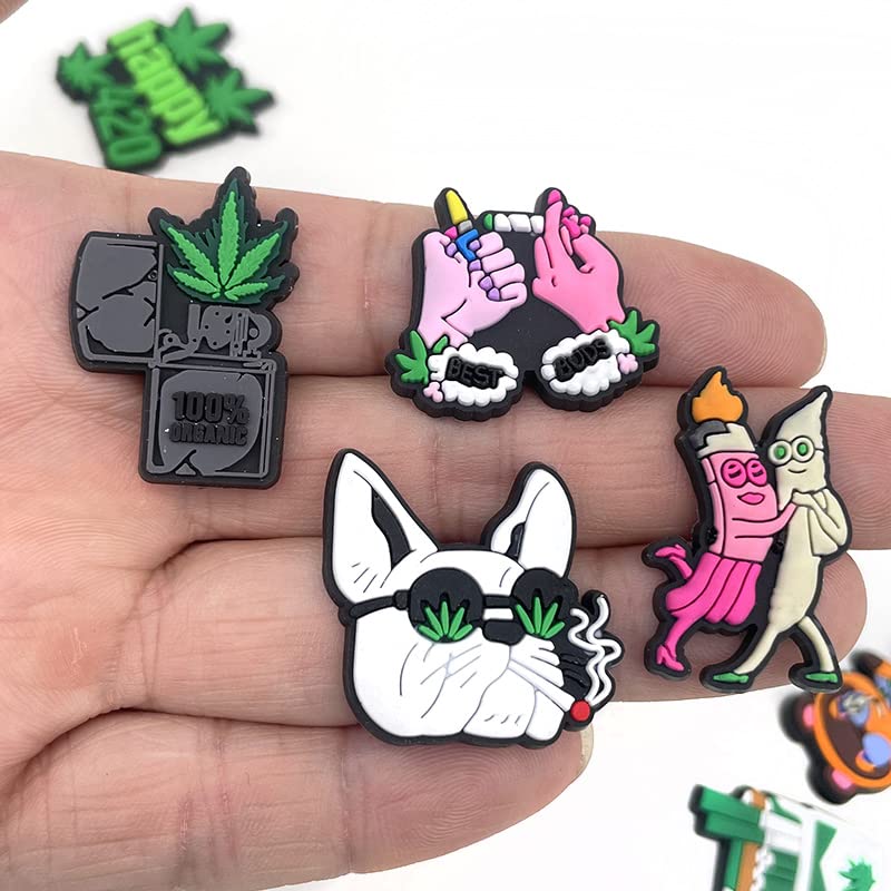 DASDINGO 37pcs Cute Leaf Shoe Charms PVC Shoe Decorations Diy Wristband Backpack Party Gift…