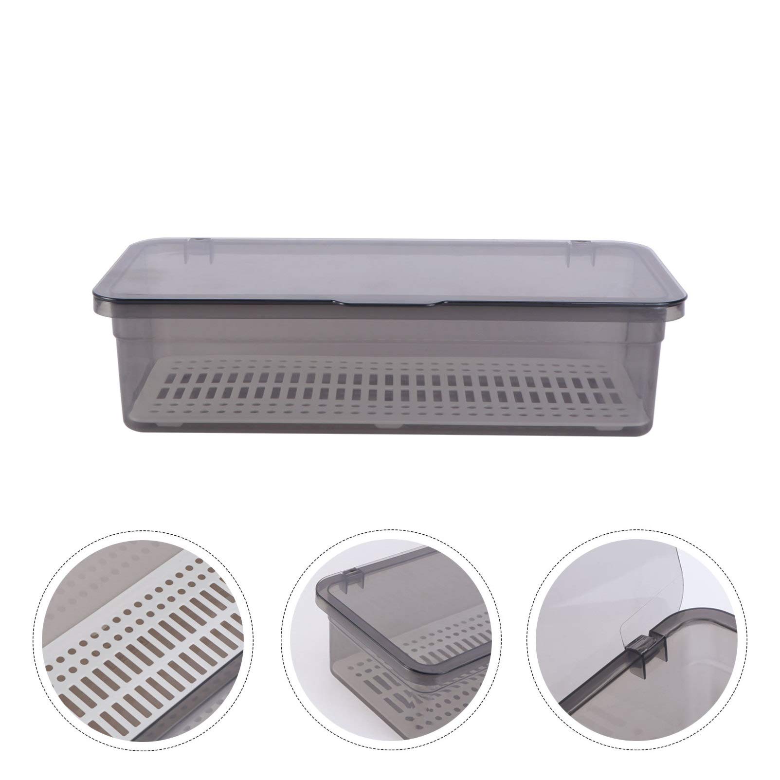 YARNOW Plastic Kitchen Cutlery Tray Cutlery Storage Box Kitchen Flatware Organizer Box with Lid Rectangular Utensil Tray for Home Chopstick Storage containers Kitchen Chopstick Holder Box ( Black )