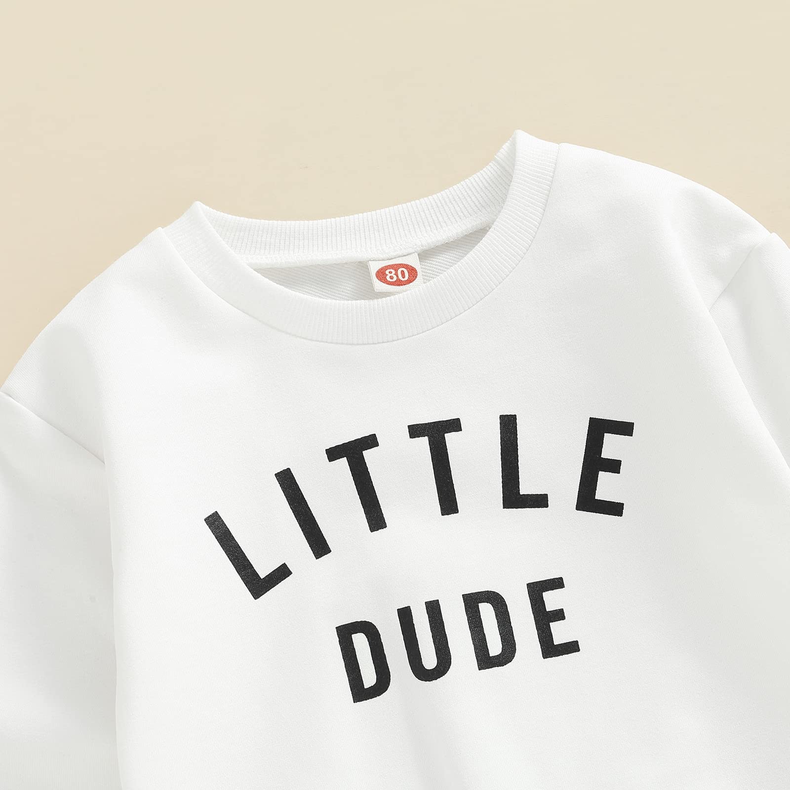 Fall/Winter Newborn Infant Baby Boy Girl Clothes Set Long Sleeve Crewneck Sweatshirts Pullover Top Pant Sweatpants Outfit (Little Dude,0-6 Months)