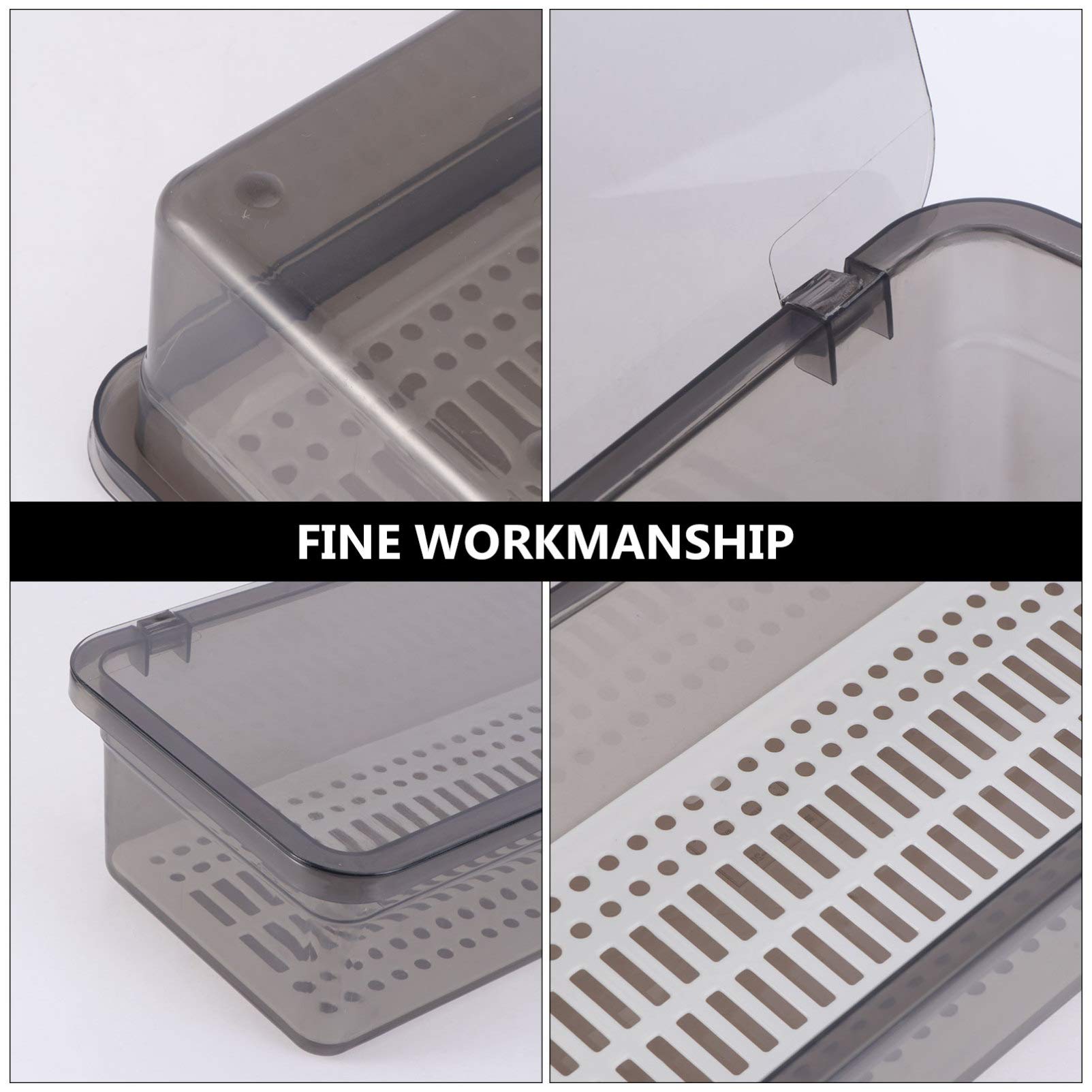 YARNOW Plastic Kitchen Cutlery Tray Cutlery Storage Box Kitchen Flatware Organizer Box with Lid Rectangular Utensil Tray for Home Chopstick Storage containers Kitchen Chopstick Holder Box ( Black )