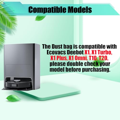 5 PCS Dust Bags Compatible with ECOVACS DEEBOT X1 OMNI DEEBOT T10 T20, T10 Omni, Large Capacity Disposable Vacuum Cleaner Accessories Replacement Set