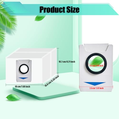 5 PCS Dust Bags Compatible with ECOVACS DEEBOT X1 OMNI DEEBOT T10 T20, T10 Omni, Large Capacity Disposable Vacuum Cleaner Accessories Replacement Set