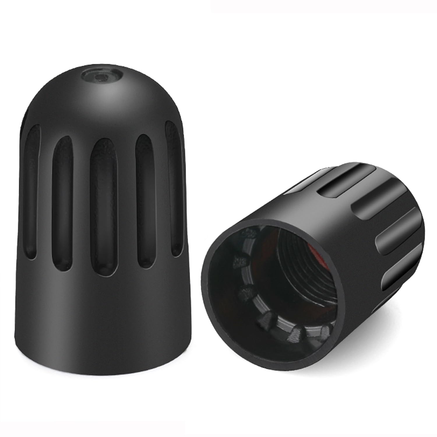 Black TPMS Plastic Tire Valve Stem Caps with Rubber Seal Universal Long Air Valve Stem Caps for TPMS20008 Rubber Valve, Airtight Seal, All-Weather, Air Protection, Light-Weight (8 Pack)