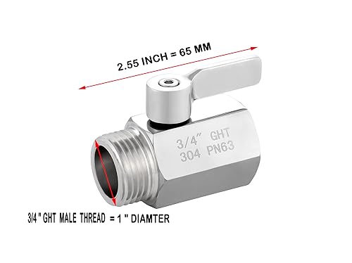 Walkinginrain Stainless Steel Garden Hose Shut Off Valve,3/4" GHT Female × 3/4" GHT Male