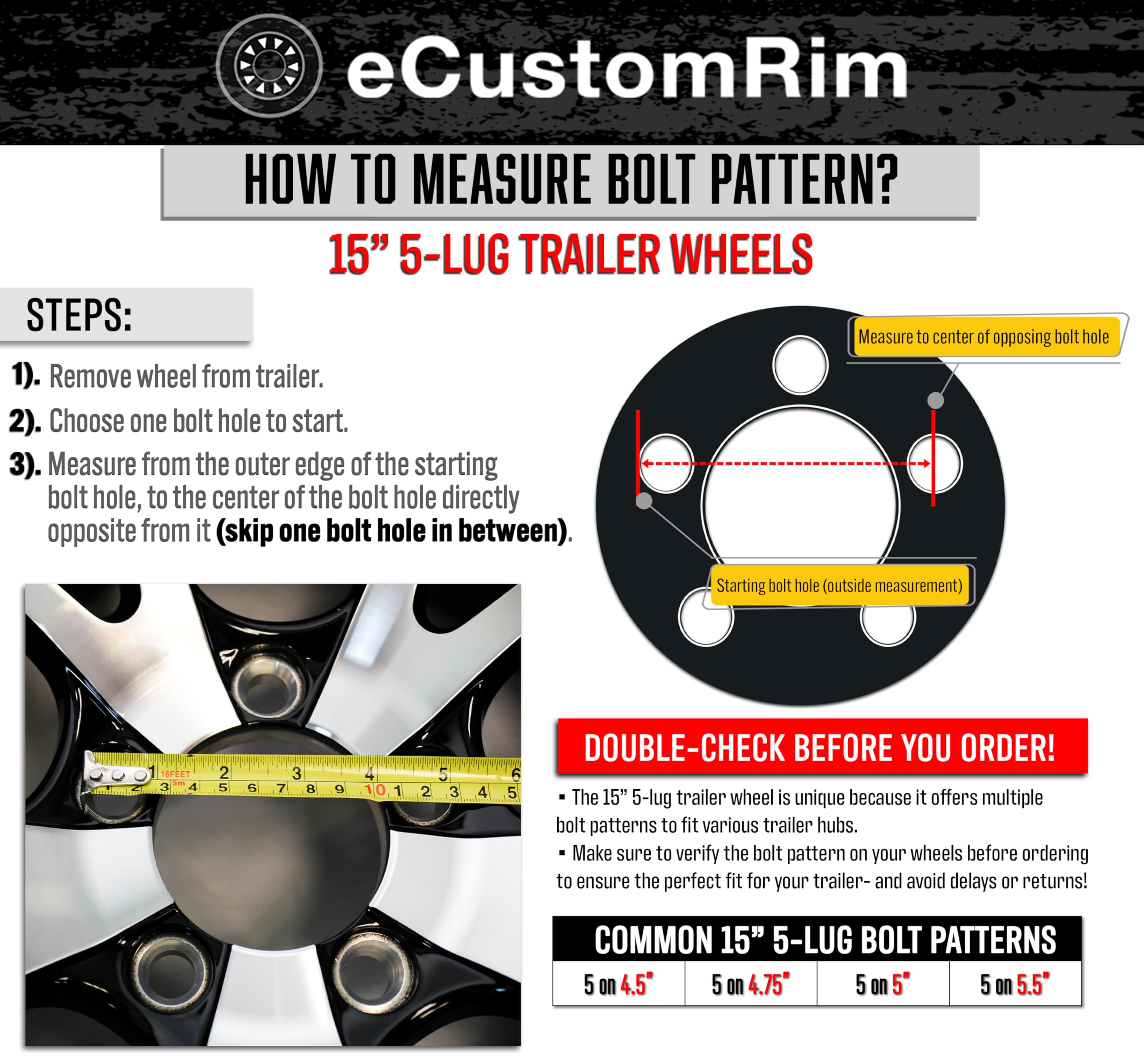 eCustomrim Trailer Tire On Rim ST175/80D13 175/80 D 13 Load Range C 5 Lug White Spoke Wheel - 2 Year Warranty w/Free Roadside