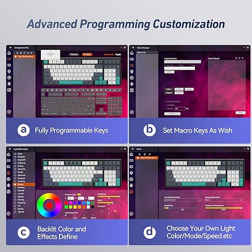 EarlyLit Hot-Swappable Mechanical Keyboard, Wired Gaming Keyboard with Numeric Pad,Quiet Gasket and Red Switches,Programmable RGB Backlit, Compact 98Keys Computer Keyboard for PC Mac Xbox Gamer