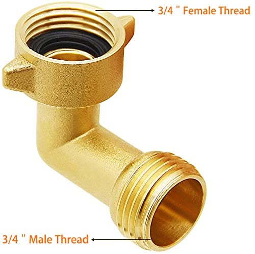 ANPTGHT 90 Degree Hose Elbow RV Water Hose Connectors and Fittings Solid Brass Garden Hose Accessories Heavy Duty Hose Pipe Adpater with washer