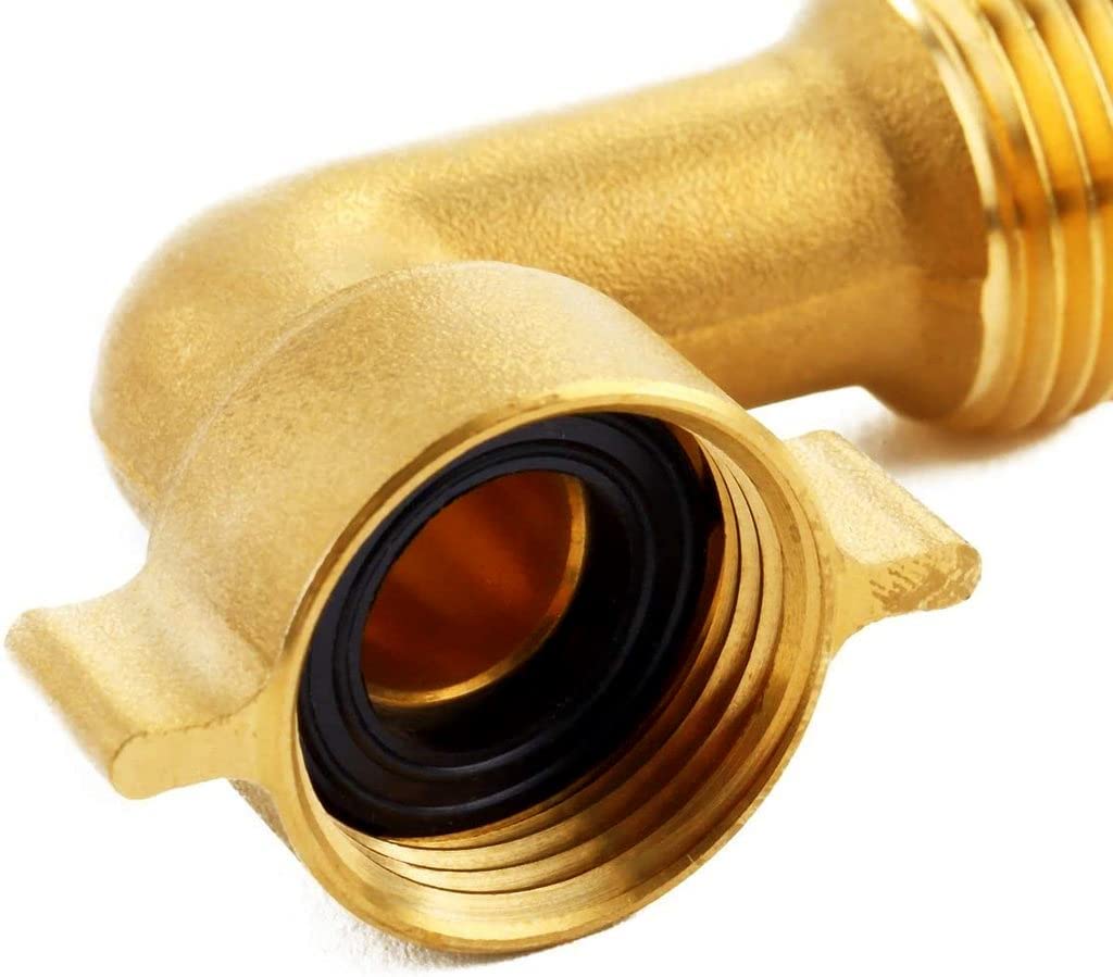ANPTGHT 90 Degree Hose Elbow RV Water Hose Connectors and Fittings Solid Brass Garden Hose Accessories Heavy Duty Hose Pipe Adpater with washer