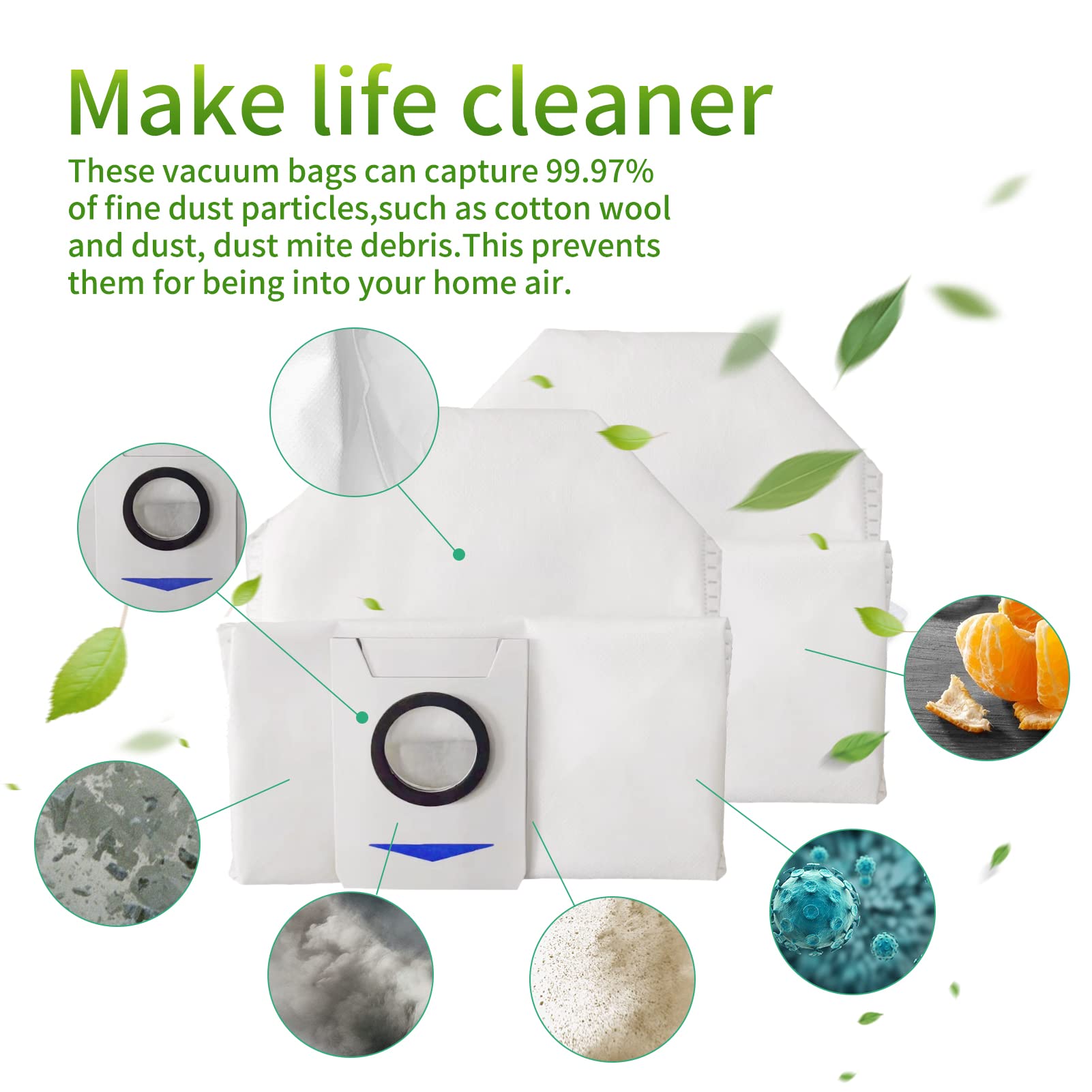 Vacuum Cleaner Floor Care Replacement Parts Kit Compatible With ECOVACS DEEBOT X1 Omni / X1TURBO / X1 Plus Robot Vacuum Cleaner, 5 Dust Bags, 4 Mop Cloth Pads, 2 Hepa Filters, 8 Side Brushes(19pcs)…