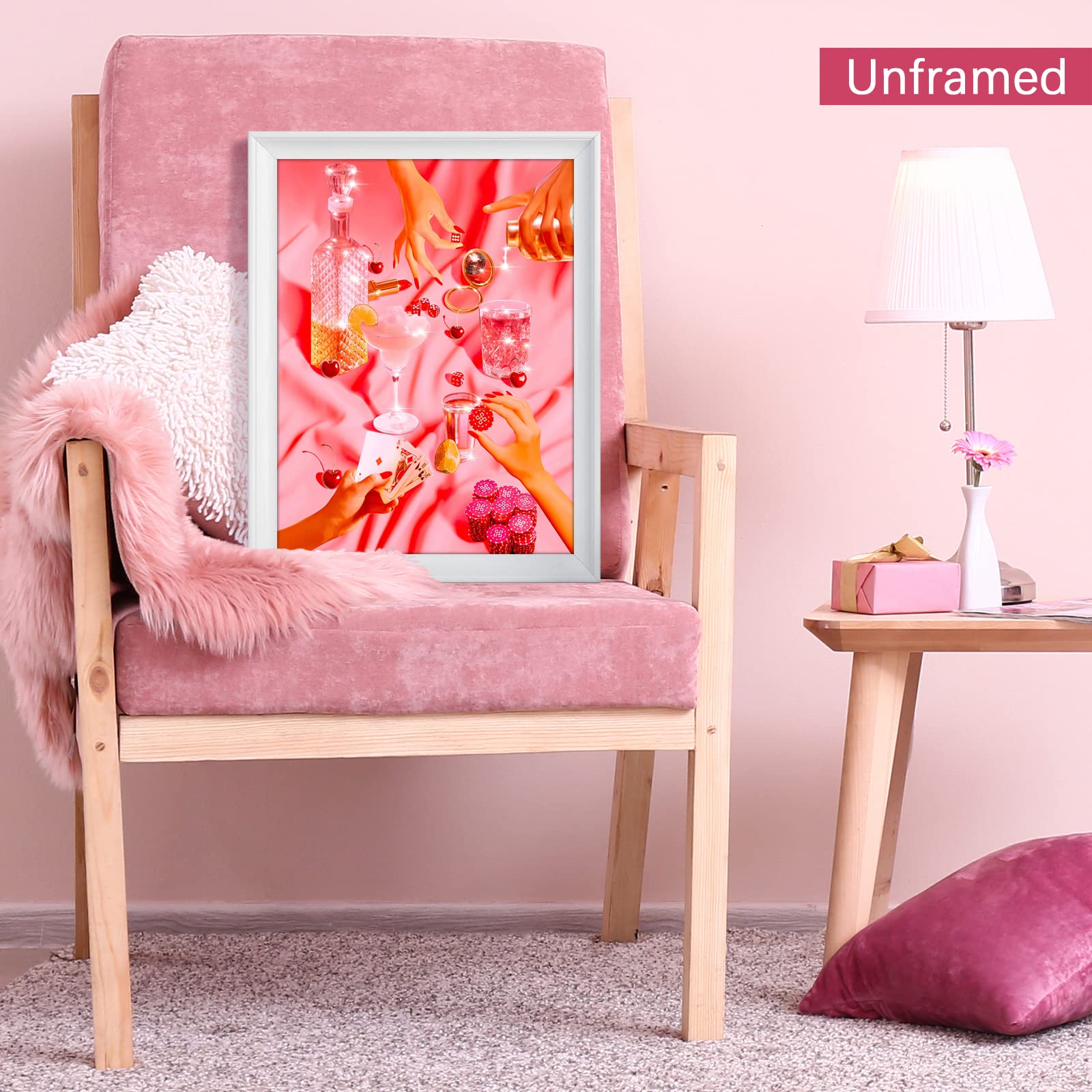 Pink Wall Decor Posters - Trendy Canvas Wall Art Decor - Funky Cute Funny Bathroom Wall Art - For Bedroom Dormitory living Bathroom Room Bar (12x16inch Unframed)