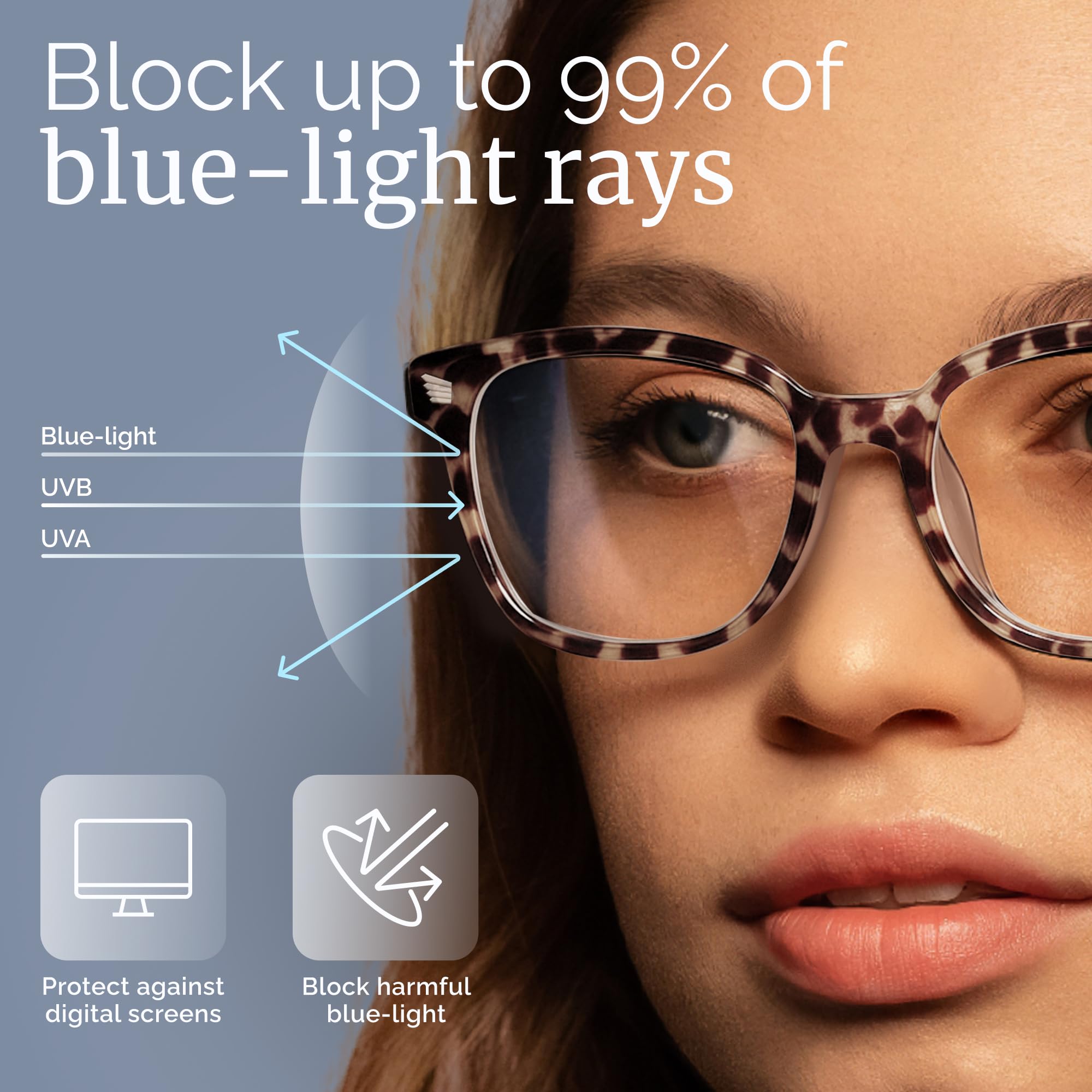 livho 2 Pack Blue Light Blocking Glasses, Computer Reading/Gaming/TV/Phones Glasses for Women Men,Anti Eyestrain & UV Glare (Matte Black+Leopord)