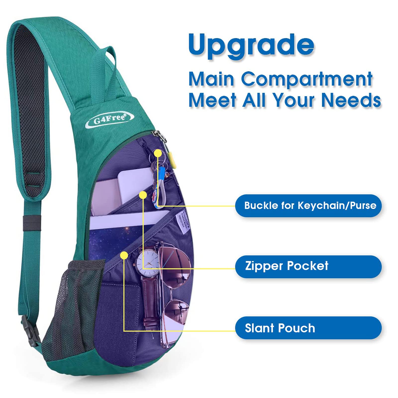 G4Free Sling Bags Men and Women Shoulder Backpack Small Crossbody Chest Sling Backpack (Mint Green)