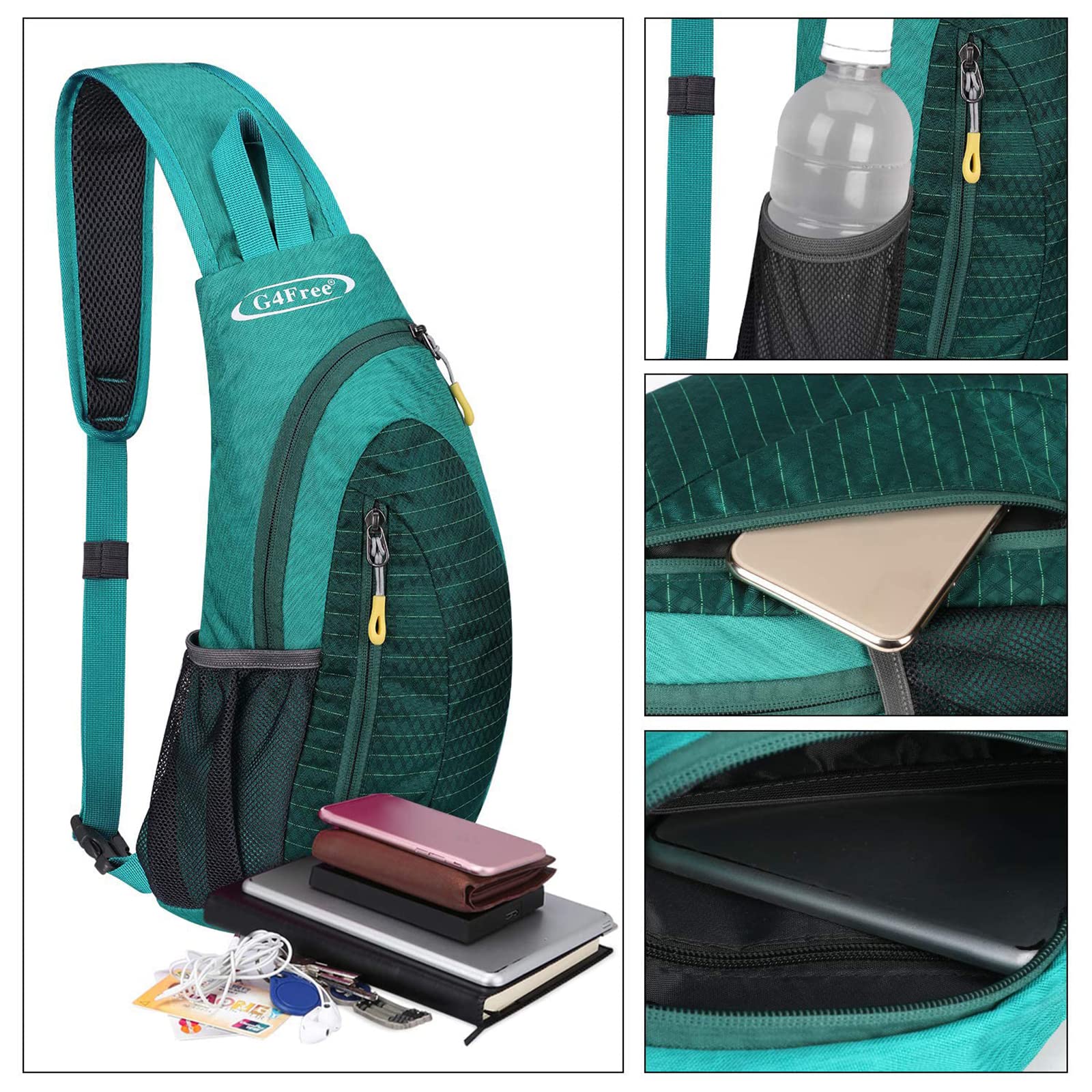 G4Free Sling Bags Men and Women Shoulder Backpack Small Crossbody Chest Sling Backpack (Mint Green)