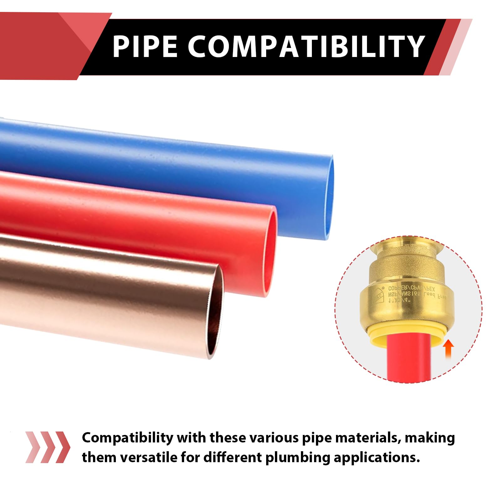 EFIELD 3/4 Inch Straight Coupling Push-Fit Fitting to Connect Pex, Copper, CPVC with a Disconnect Clip (Pack of 2)