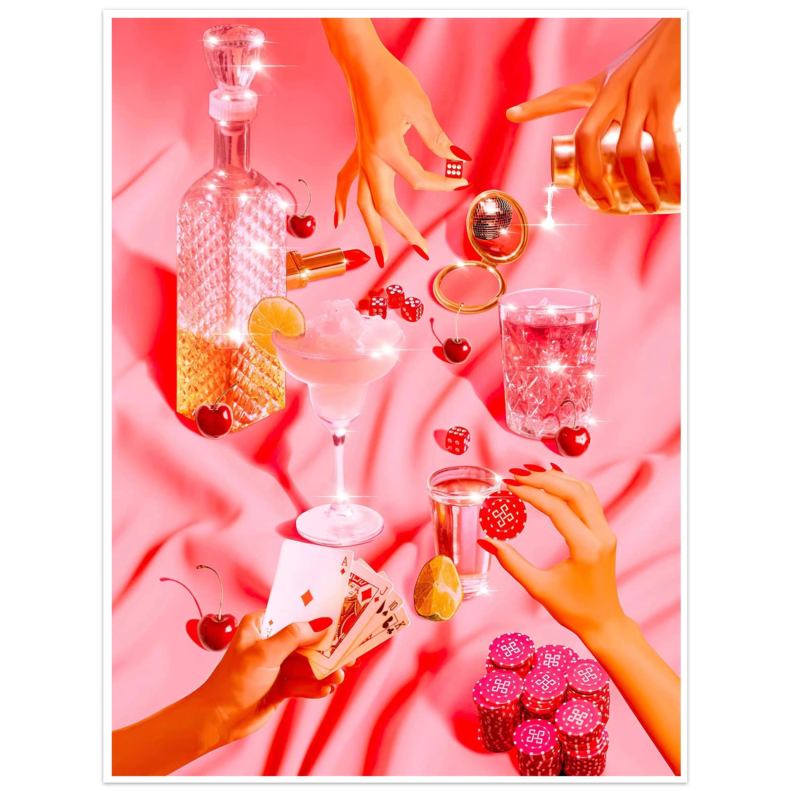 Pink Wall Decor Posters - Trendy Canvas Wall Art Decor - Funky Cute Funny Bathroom Wall Art - For Bedroom Dormitory living Bathroom Room Bar (12x16inch Unframed)